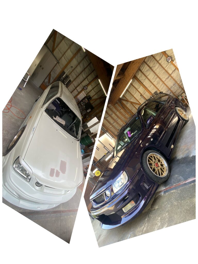 ニッサン ステージア 全塗装 パープル | Y-SGARAGE 弘前市 車カスタム 板金塗装